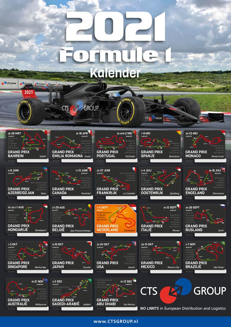 Formel1kalender.de | Kalender übersicht Formel 1 Rennen posterplakat